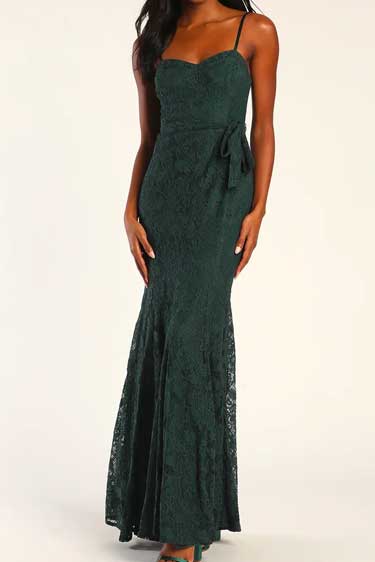 Everlasting Emotion Emerald Green Lace Mermaid Maxi Dress Best Maxi Dress